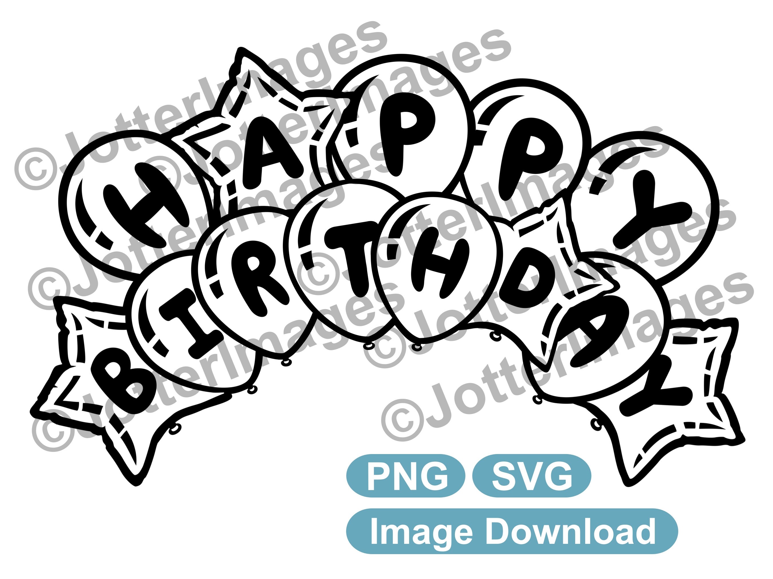 Happy Birthday Balloon Sign Outline Image Download SVG PNG - Etsy