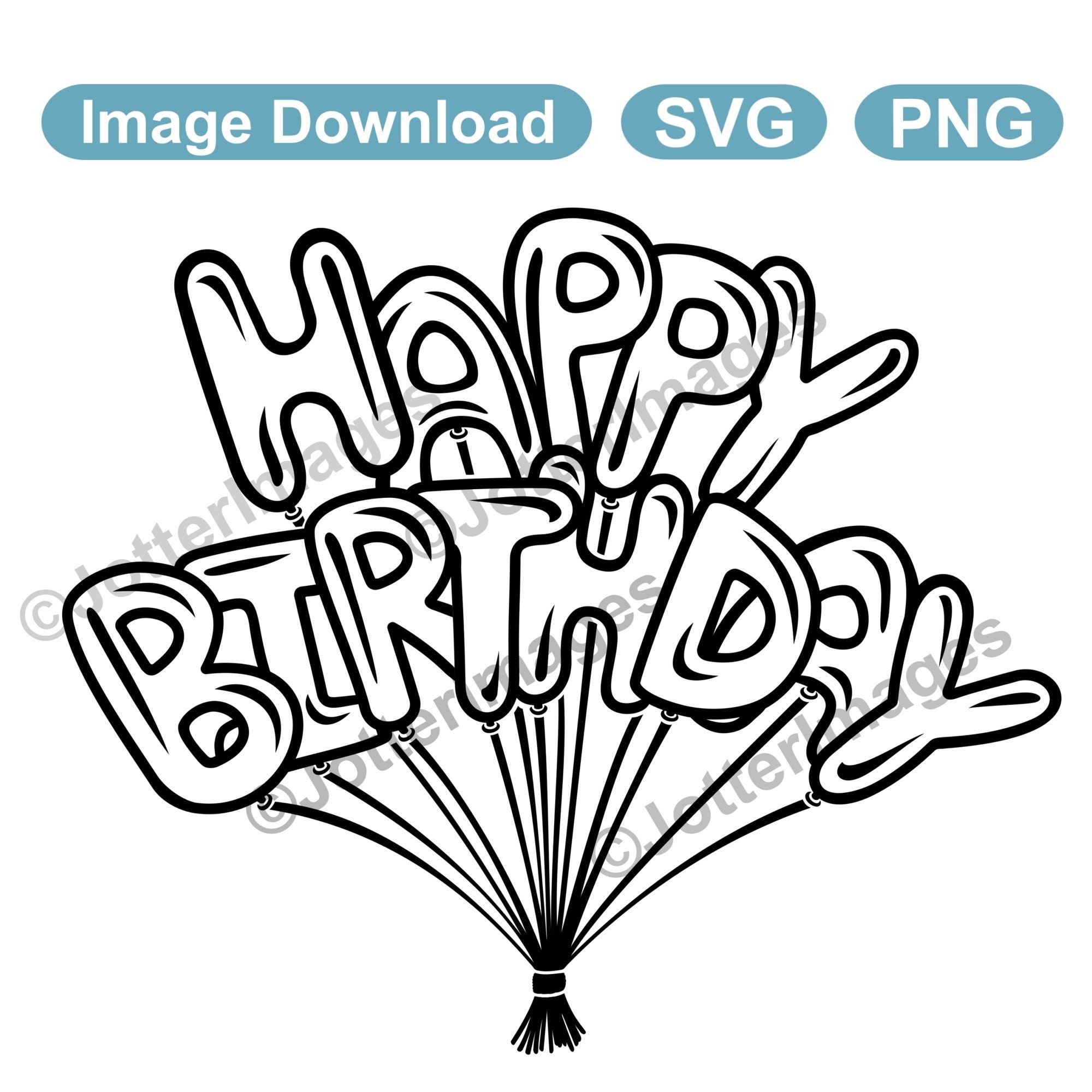 Happy Birthday Letter Balloons Outline Image Download SVG, PNG ...