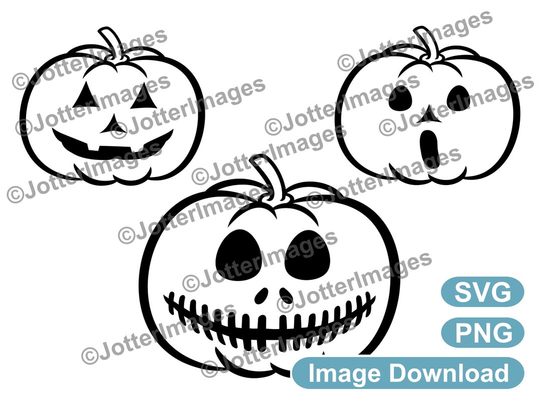 Jack O'lantern Pumpkin Outlines Halloween Image Download - Etsy