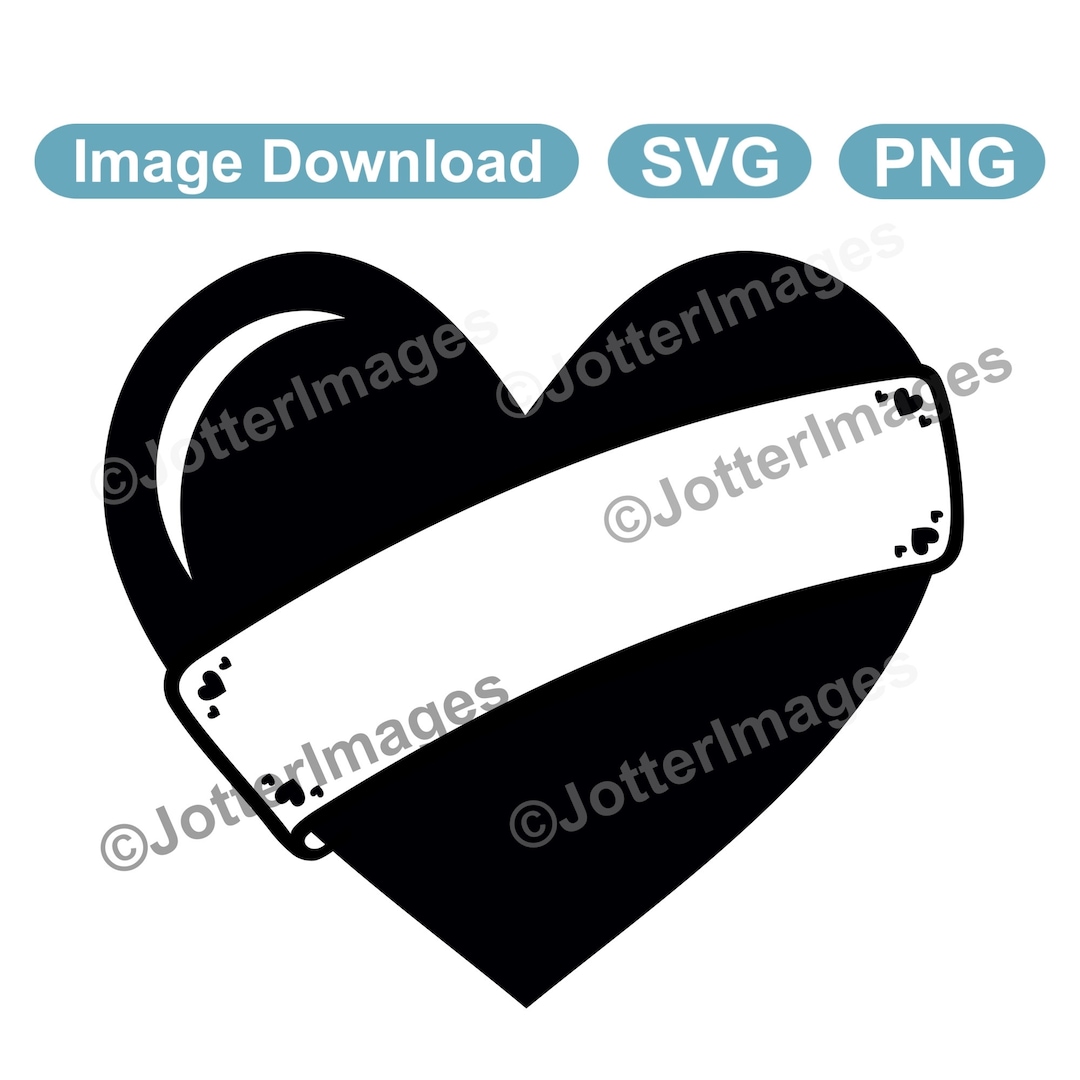 Heart With Blank Sash Style Banner Sign Image Download SVG, PNG ...