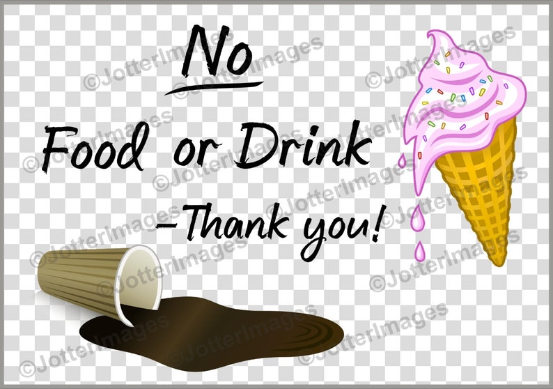 No Food or Drink, Thank You Sign - Retail Shop Printable Image Picture ...