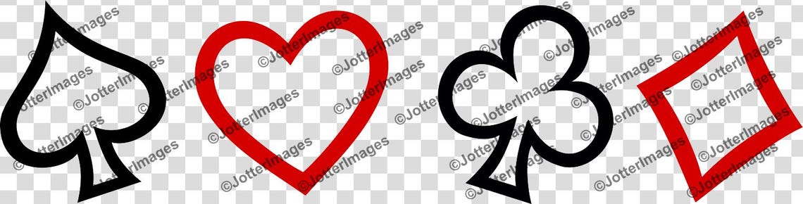 Playing Card Suits Outline Image Downloads - Clip Art, Cut Files, SVG ...