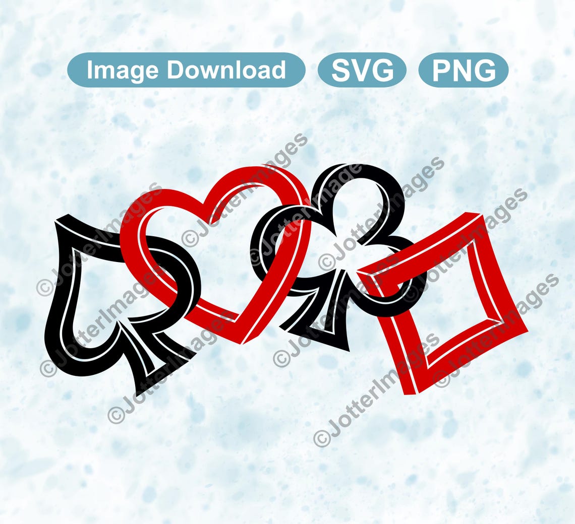 Playing Card Suits SVG PNG: Spade, Heart, Club, Diamond Clipart ...