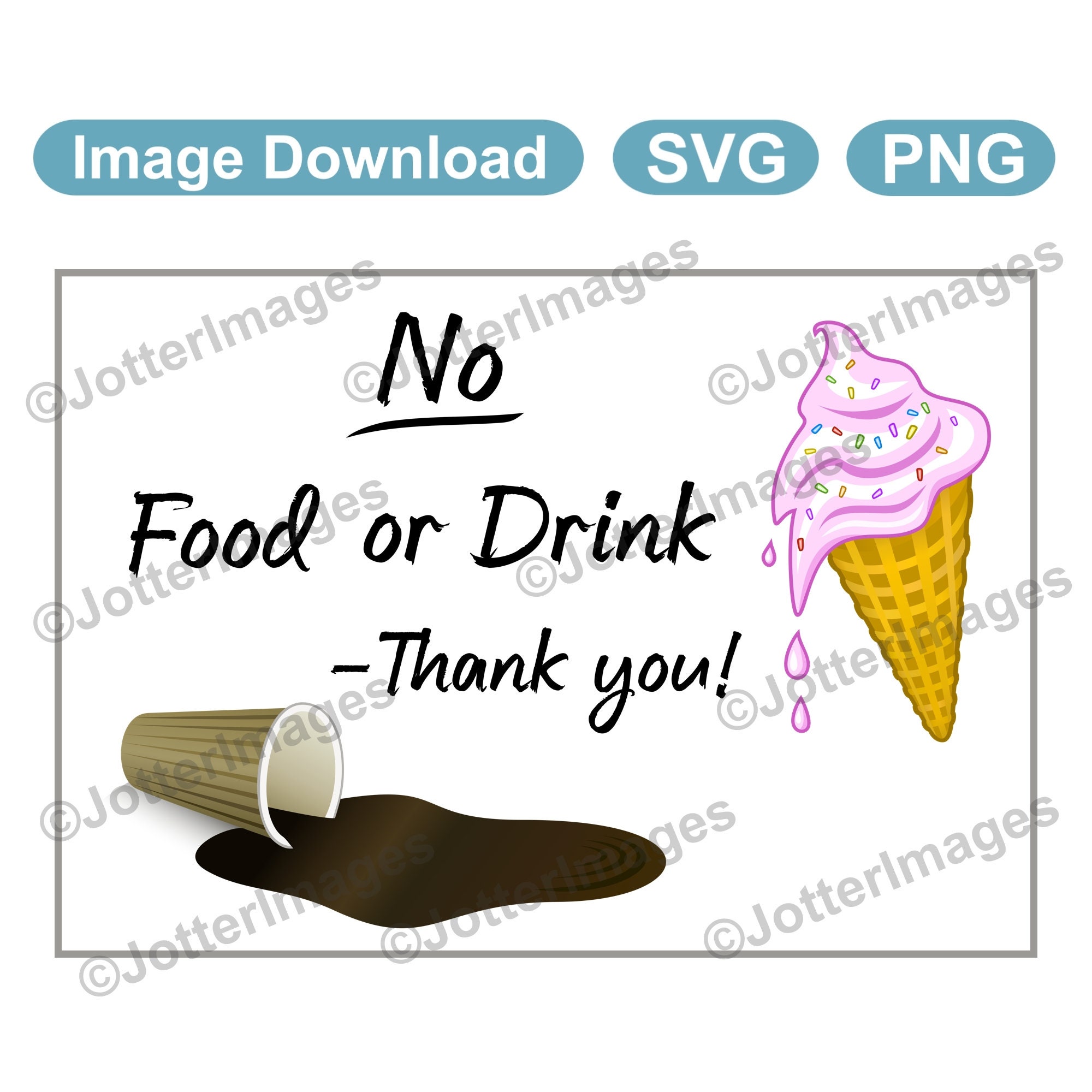 No Food or Drink, Thank You Sign Retail Shop Printable Image Picture ...