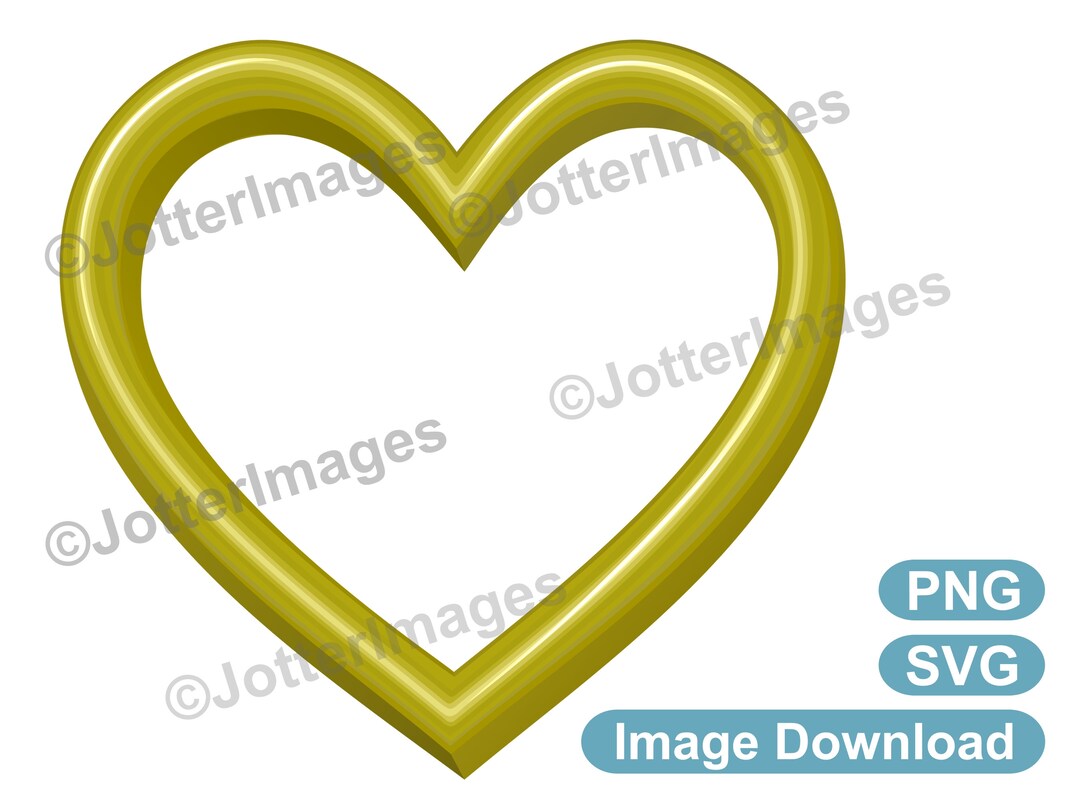 Gold Heart Outline Image Download SVG, PNG Transparent Background - Etsy