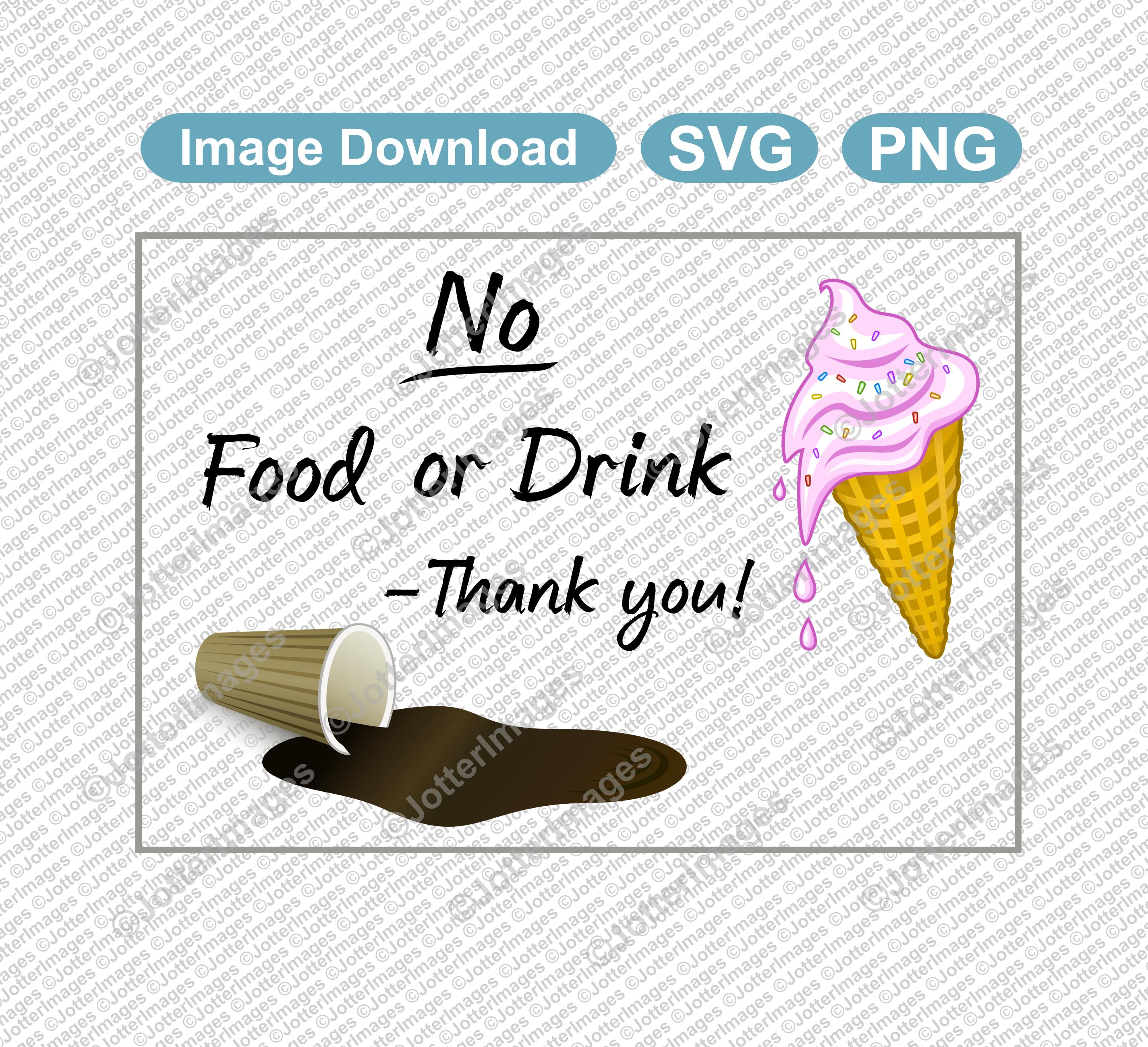 No Food or Drink, Thank You Sign - Retail Shop Printable Image Picture ...