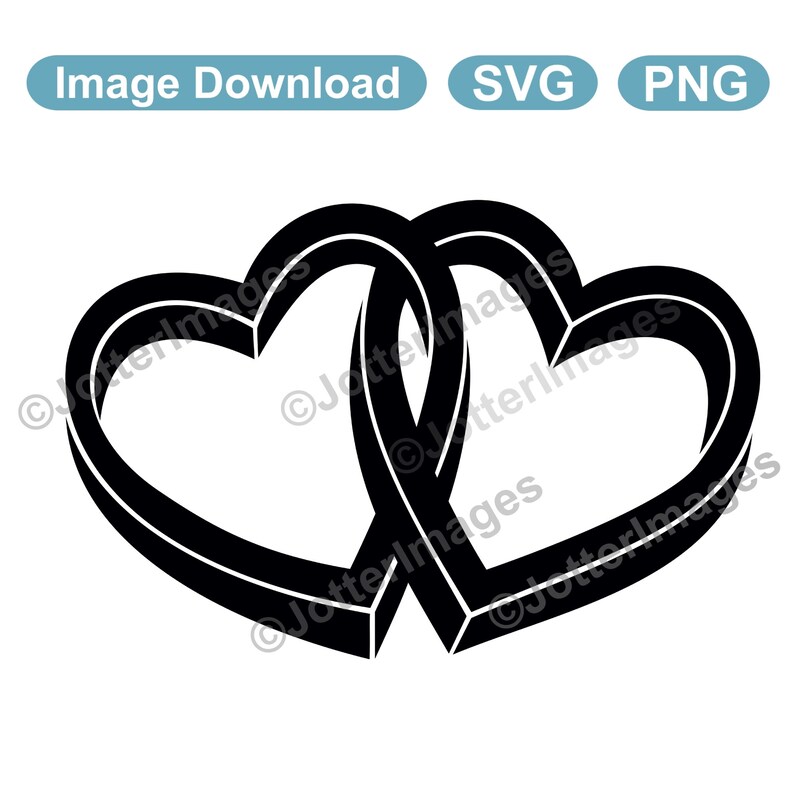 Double Linked Hearts Image Download, Clip Art, Cut File, SVG, PNG ...
