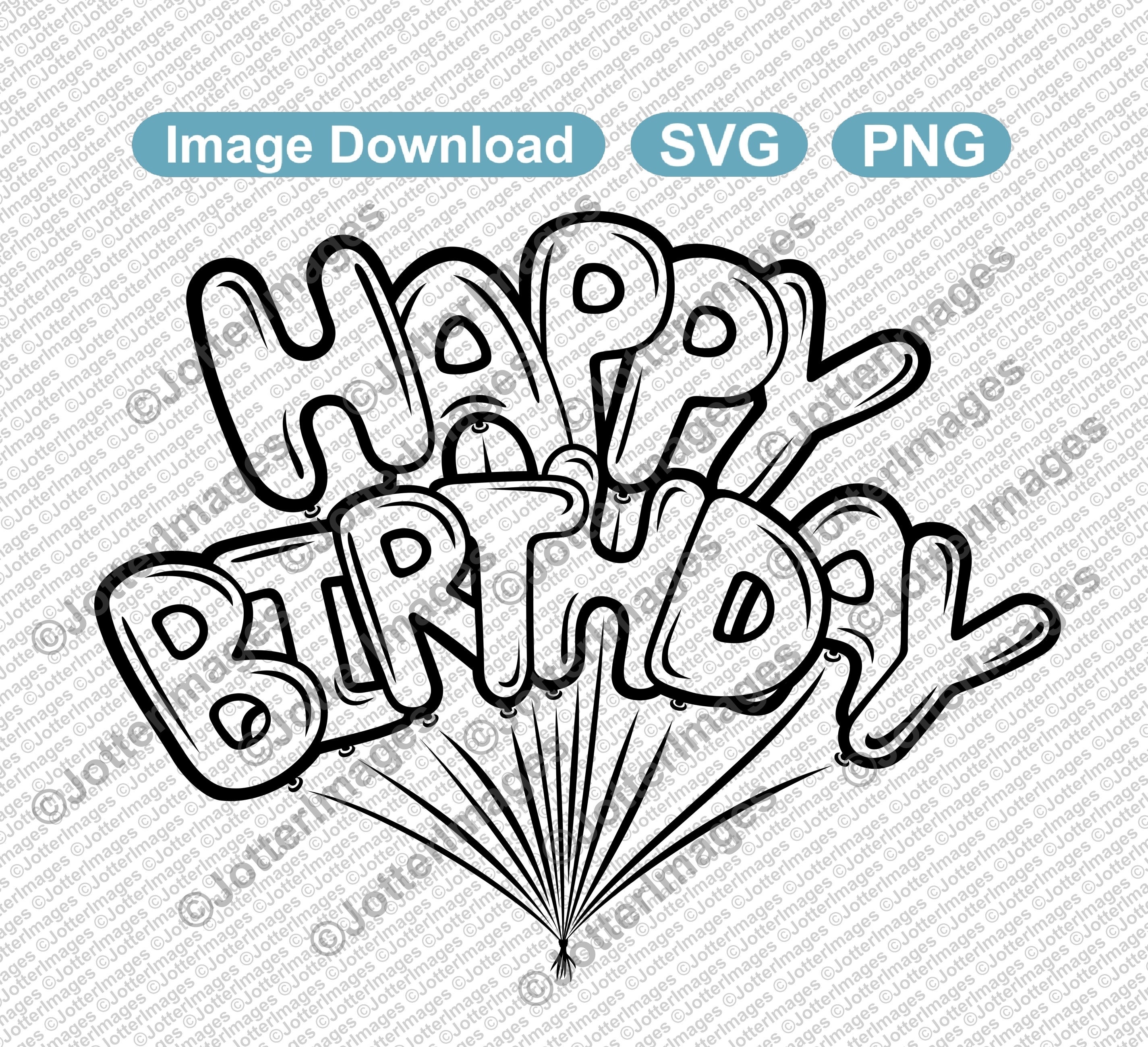 Happy Birthday Letter Balloons Outline Image Download SVG, PNG ...