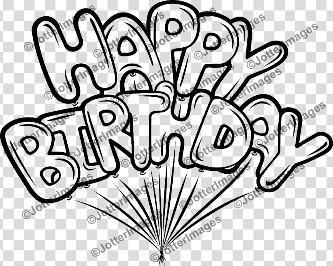 Happy Birthday Letter Balloons Outline Image Download SVG, PNG ...