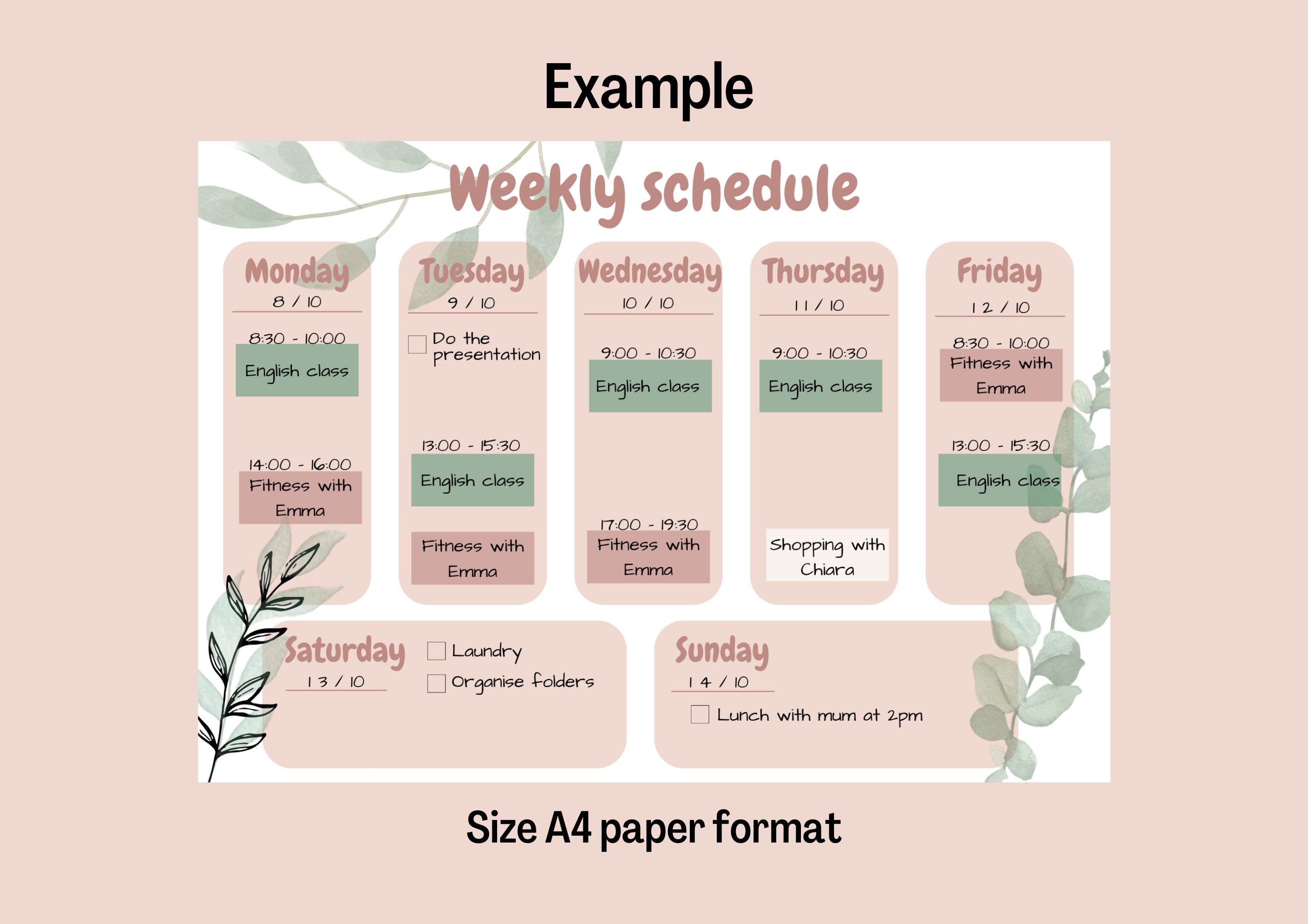 Weekly Schedule Digital Planner Digital Weekly Planner - Etsy