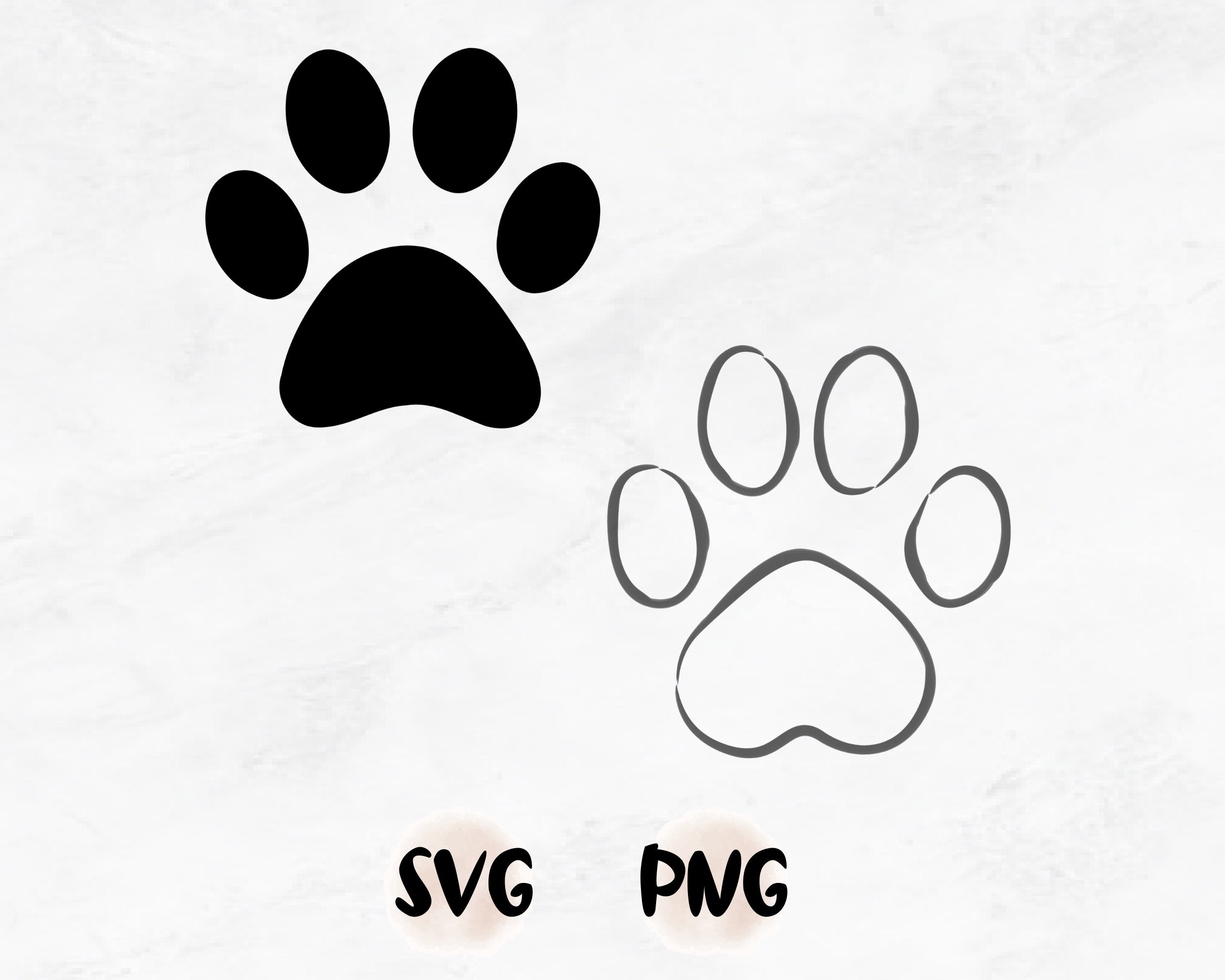 Paw Print Outline DIGITAL DOWNLOAD | Svg Png Dxf Eps Instant Digital ...