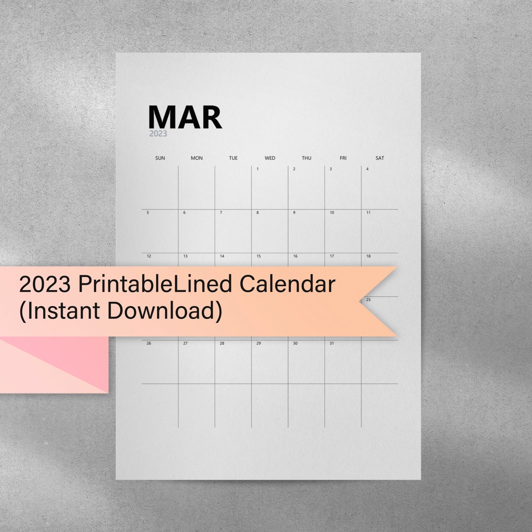 2023 Printable Calendar Portrait Letter Size Minimalist - Etsy