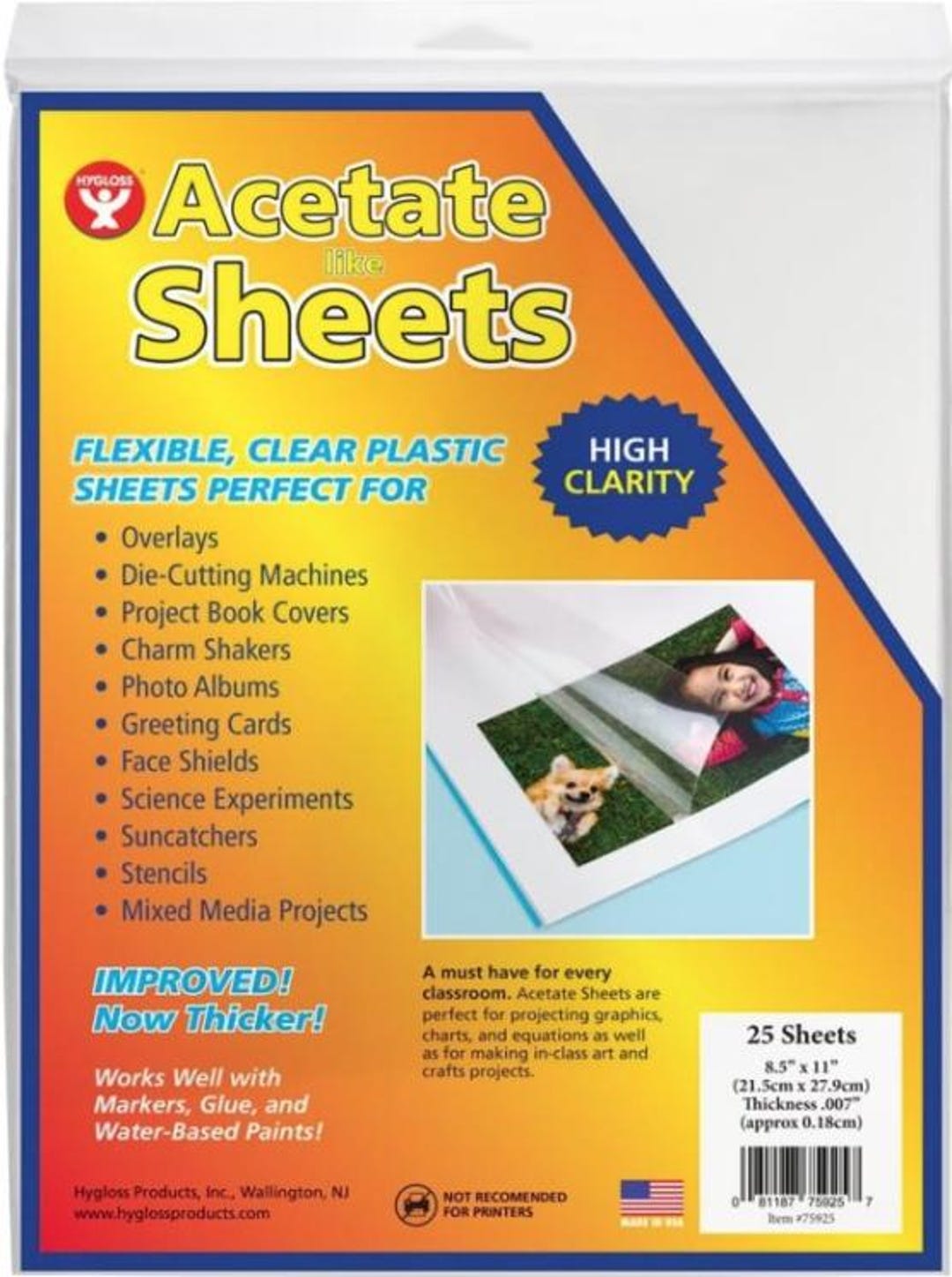 7 Mil Clear Transparent Acetate Sheets, 8.5x11, High Clarity, Acid and ...