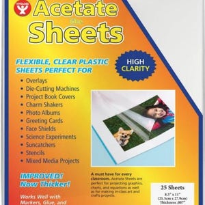 7 Mil Clear Transparent Acetate Sheets, 8.5x11, High Clarity, Acid and ...