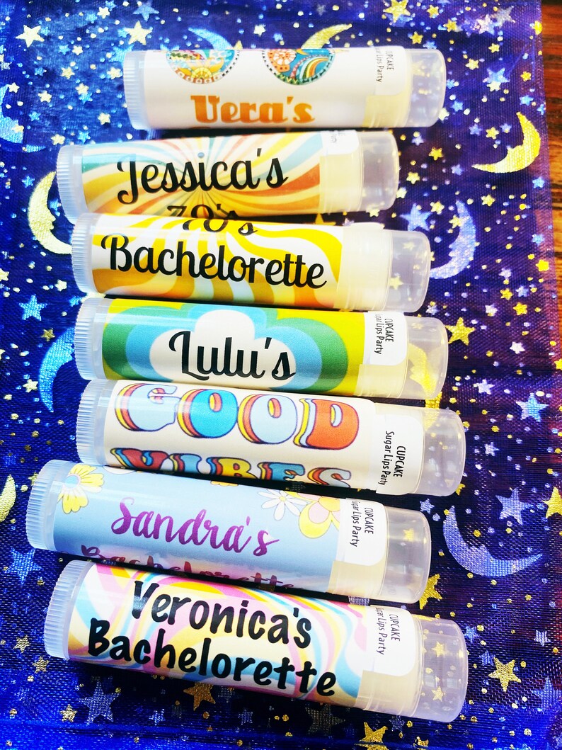 Retro Groovy 70's Theme Lip Balm Party Favor | Personalized ...
