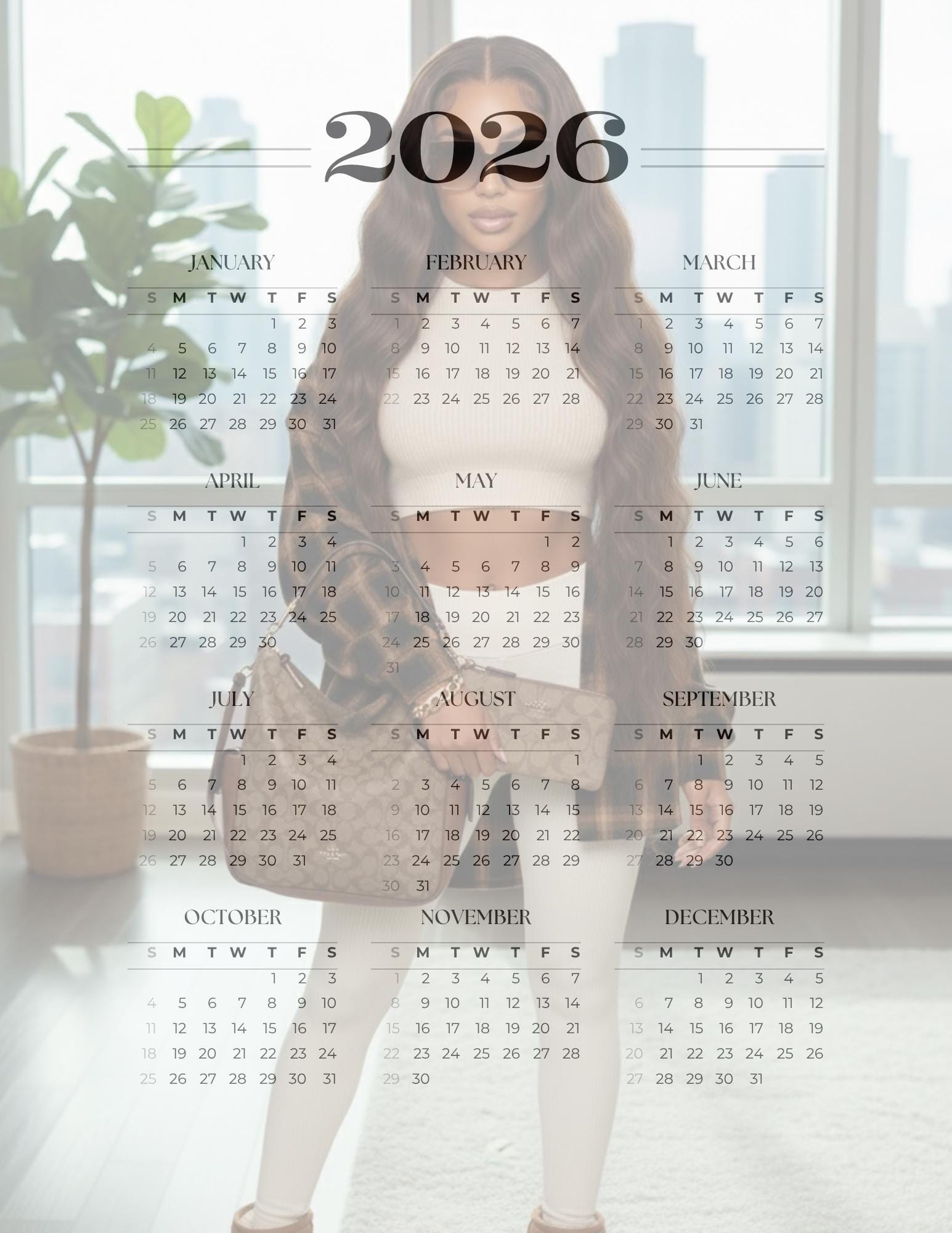 Custom 2026 Wall Calendar | Personalized Photo Calendar | Minimal Black ...