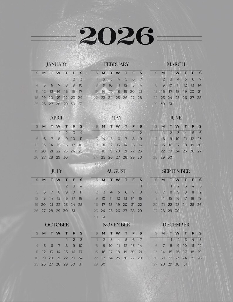 Custom 2026 Wall Calendar | Personalized Photo Calendar | Minimal Black ...
