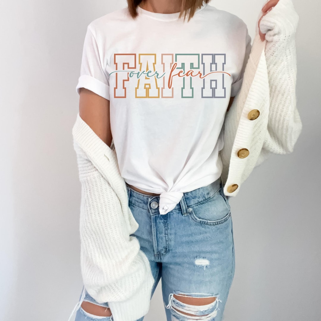 Faith Over Fear Tee | Faith Graphic Tee, Christian Typography Shirt - Etsy