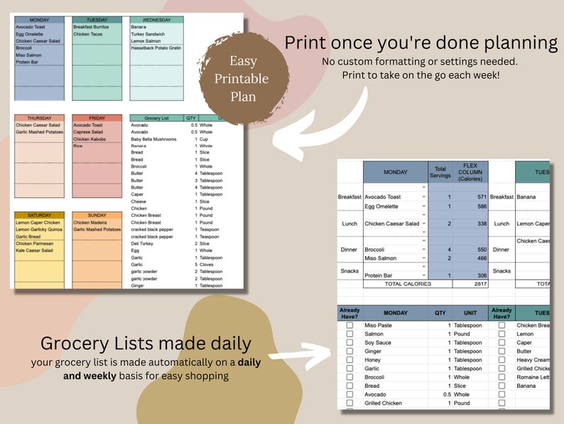Digital Weekly Meal Planner With Automated Grocery List and Random Meal ...