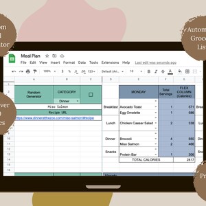 Digital Weekly Meal Planner With Automated Grocery List and Random Meal ...