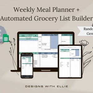 Digital Weekly Meal Planner With Automated Grocery List and Random Meal ...