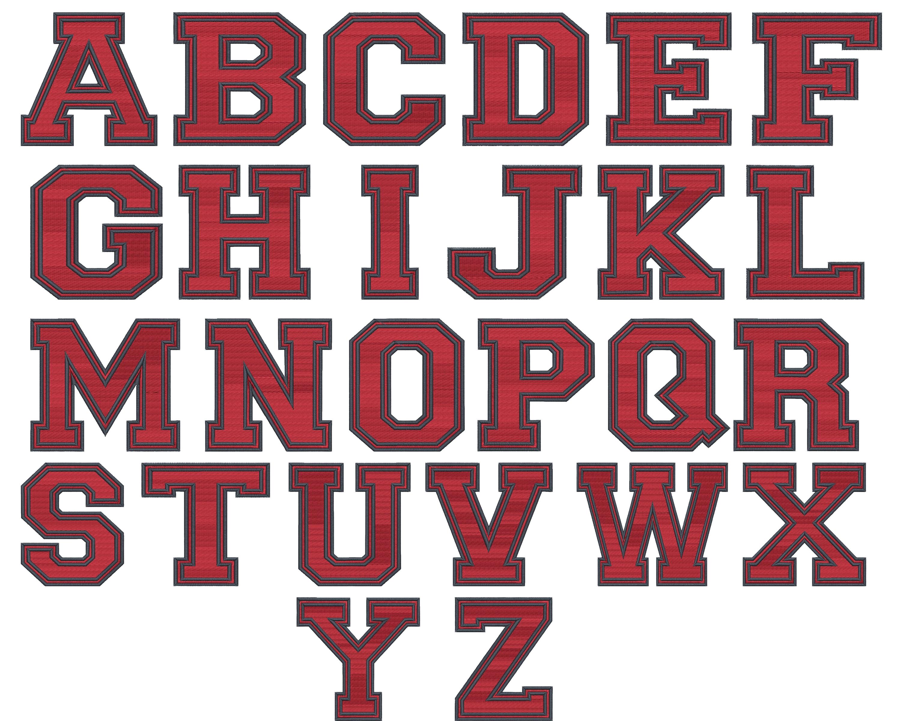 Athletic Applique Embroidery Font: Sports Team Jersey Alphabet (digital ...