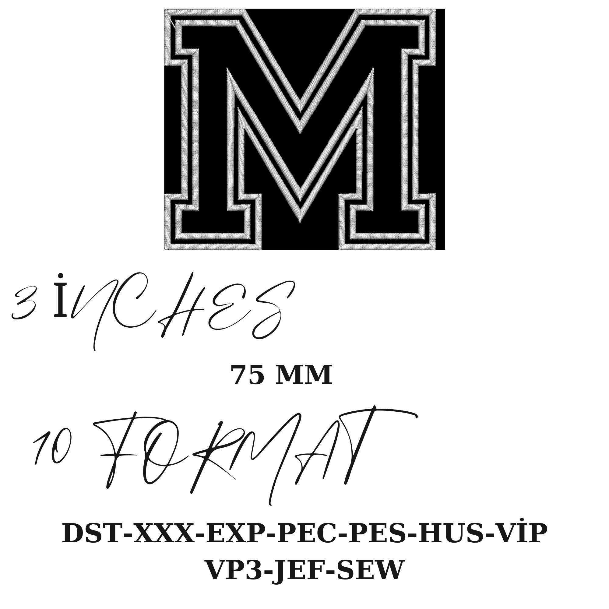 Varsity Applique Embroidery Font: Double Layer Sports Letters (3''/75mm ...