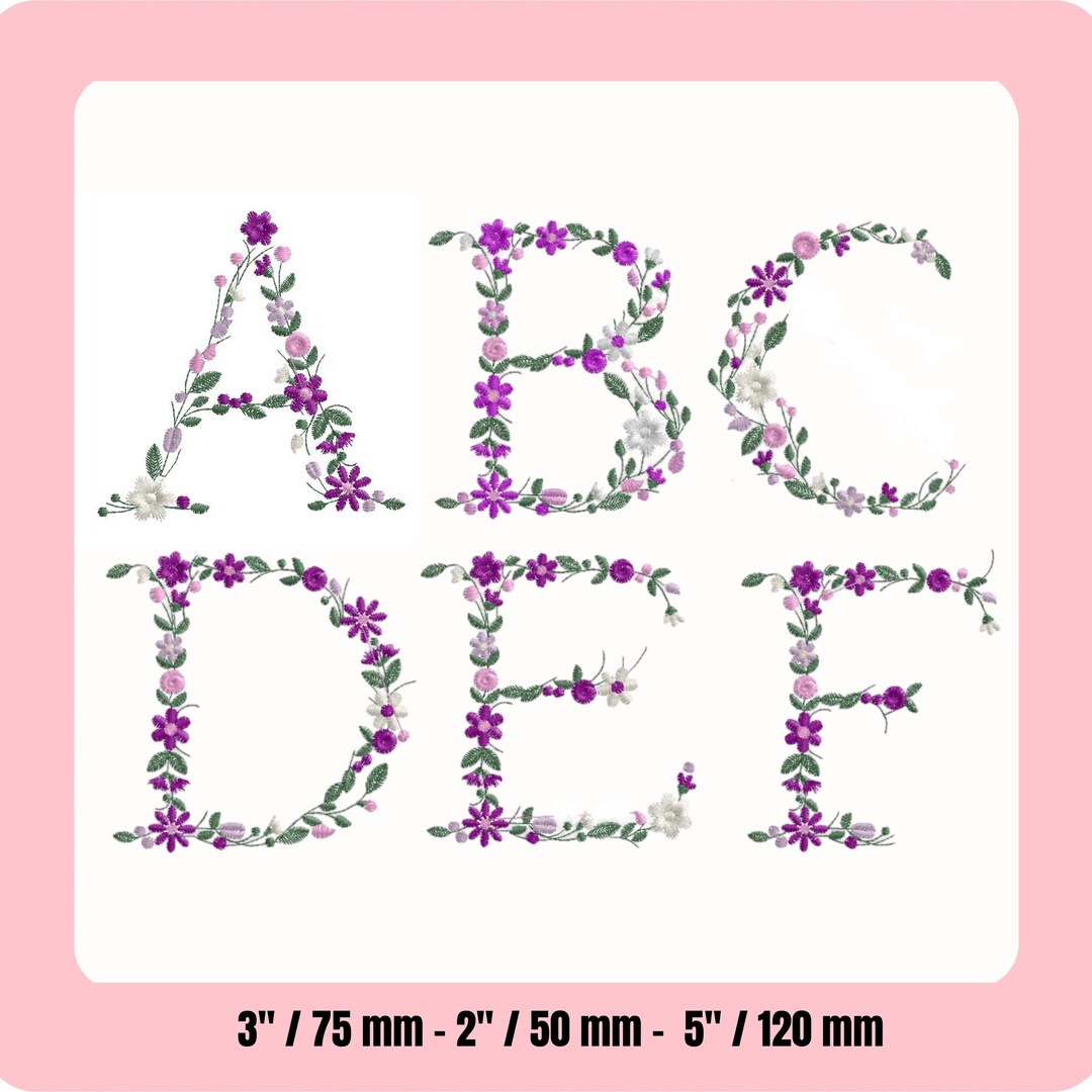 Floral Alphabet Embroidery Design: Uppercase Letters (digital Download ...