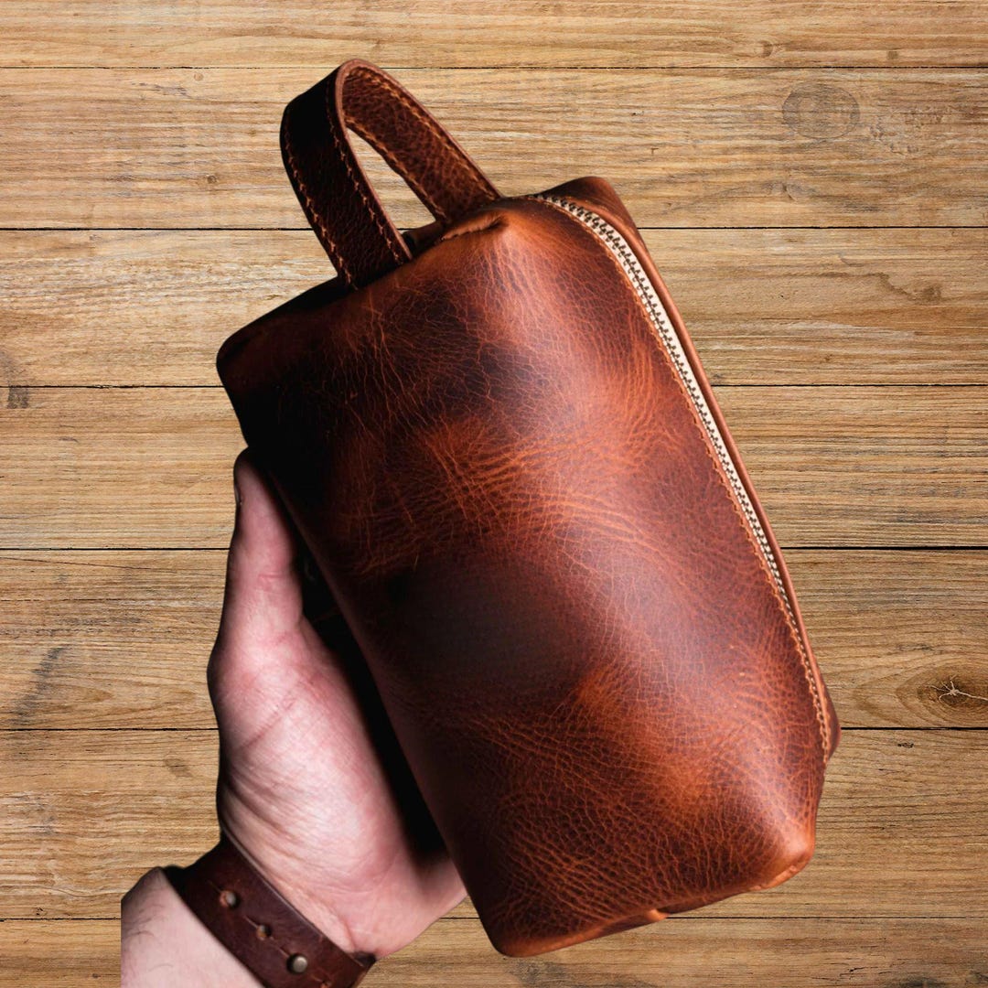 Personalized Leather Toiletry Bag Template, Leather Dopp Kit Pattern ...