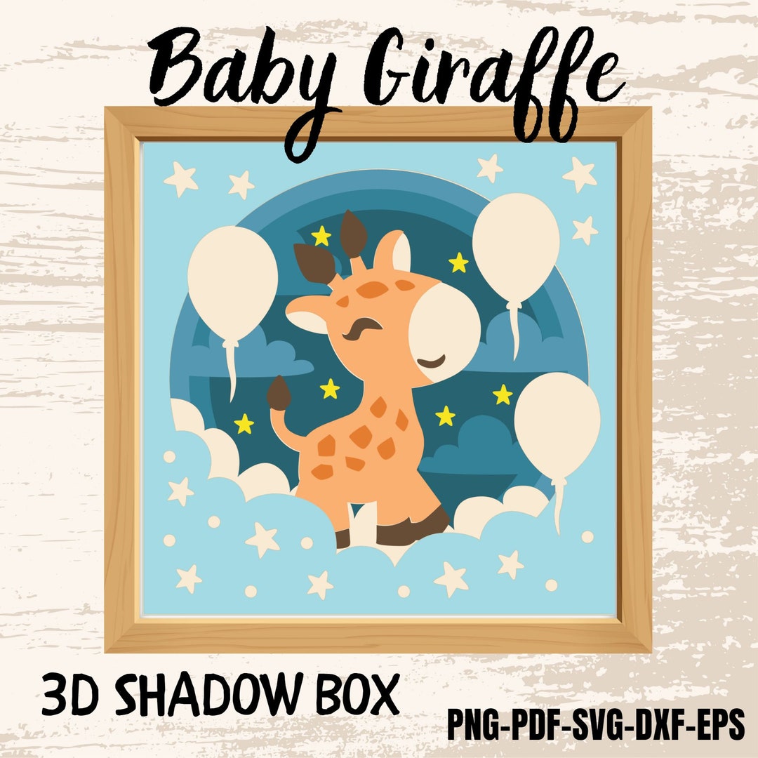 Baby Giraffe Shadow Box, Baby Giraffe, Baby Giraffe Room, 3D Shadow Box ...
