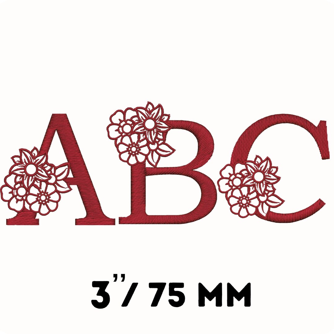 Machine Embroidery Alphabet Floral Capital Letters 3''/75 Mm High ...