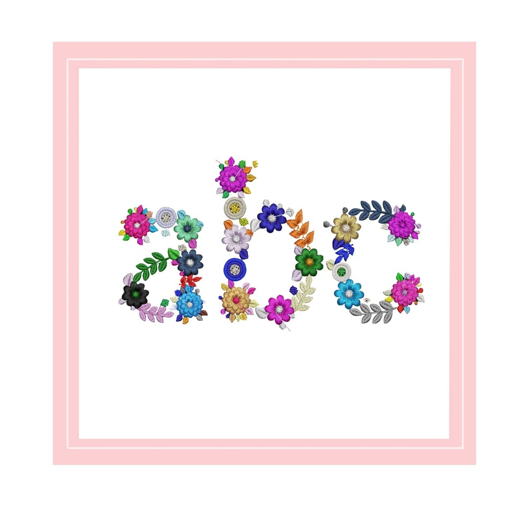 Floral Font Machine Embroidery, A-Z Full Flower Alphabet Embroidery ...