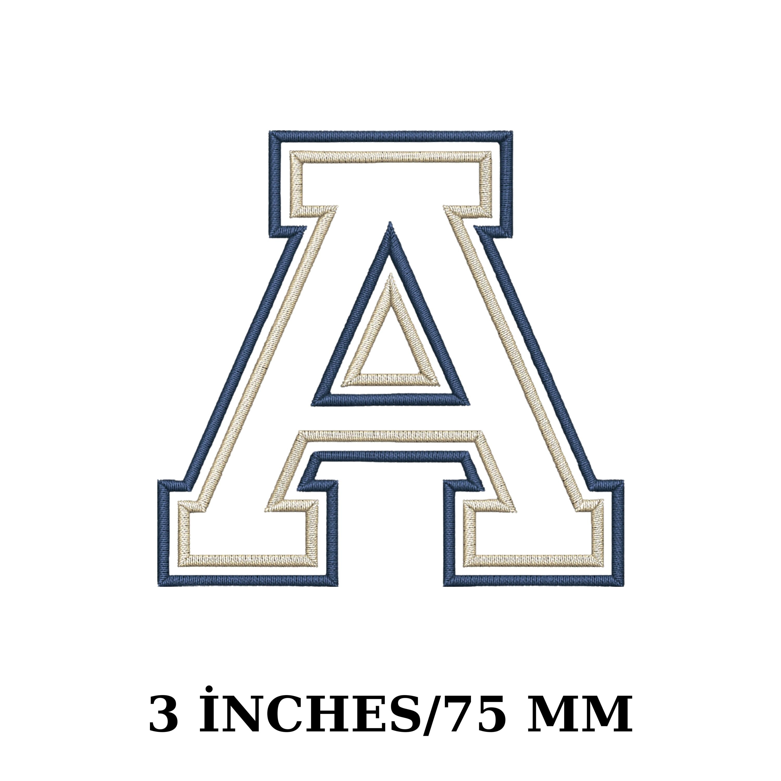 Varsity Applique Embroidery Font: Double Layer Sports Letters (3''/75mm ...
