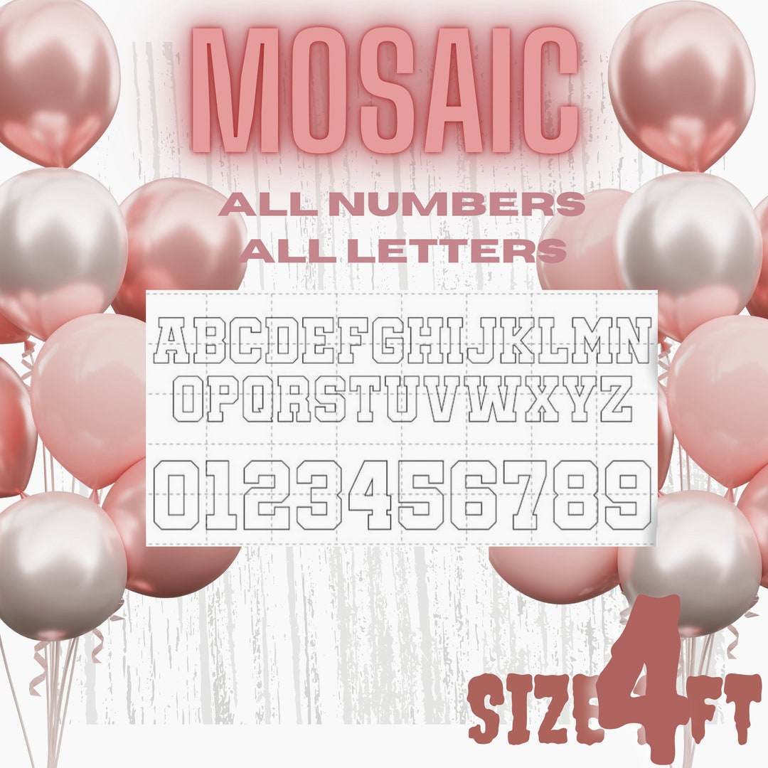 4FT Mosaic Balloon Templates: Letters & Numbers (digital Download) - Etsy