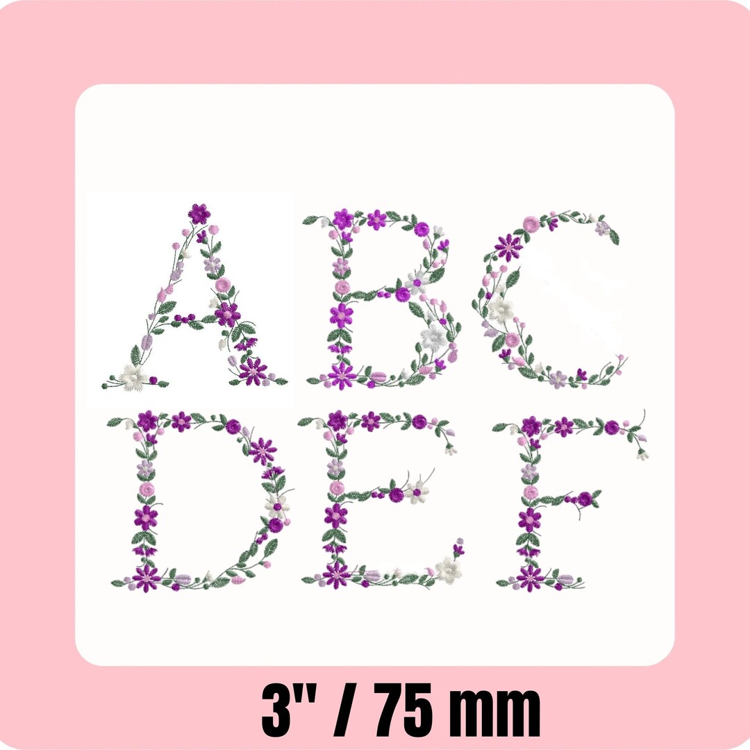 Floral Alphabet Machine Embroidery Design 3''/75, Flower Alphabet ...