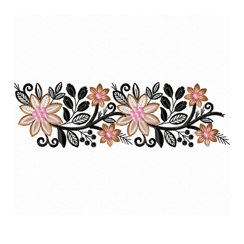 Floral Endless Border Machine Embroidery, Floral Border Machine ...