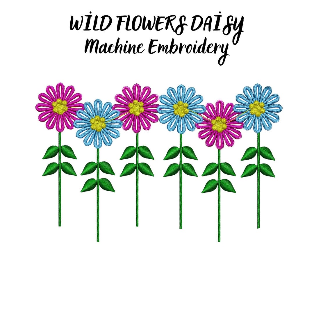 Wildflowers Daisy Machine Embroidery, Daisy Machine Embroidery Pattern ...