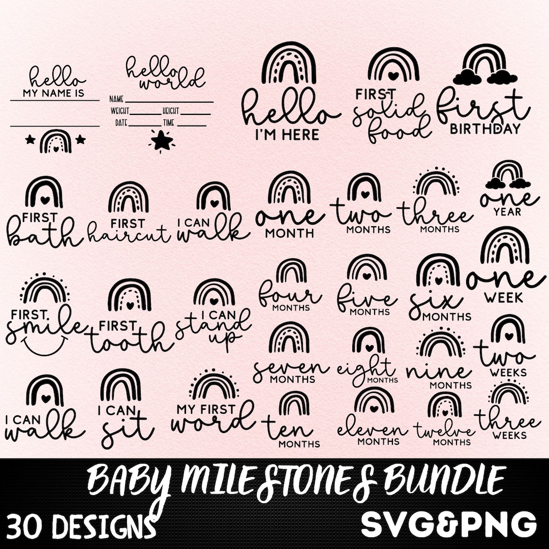 Baby Milestone Rounds Svg, Baby Discs, Hello World Svg, Monthly ...