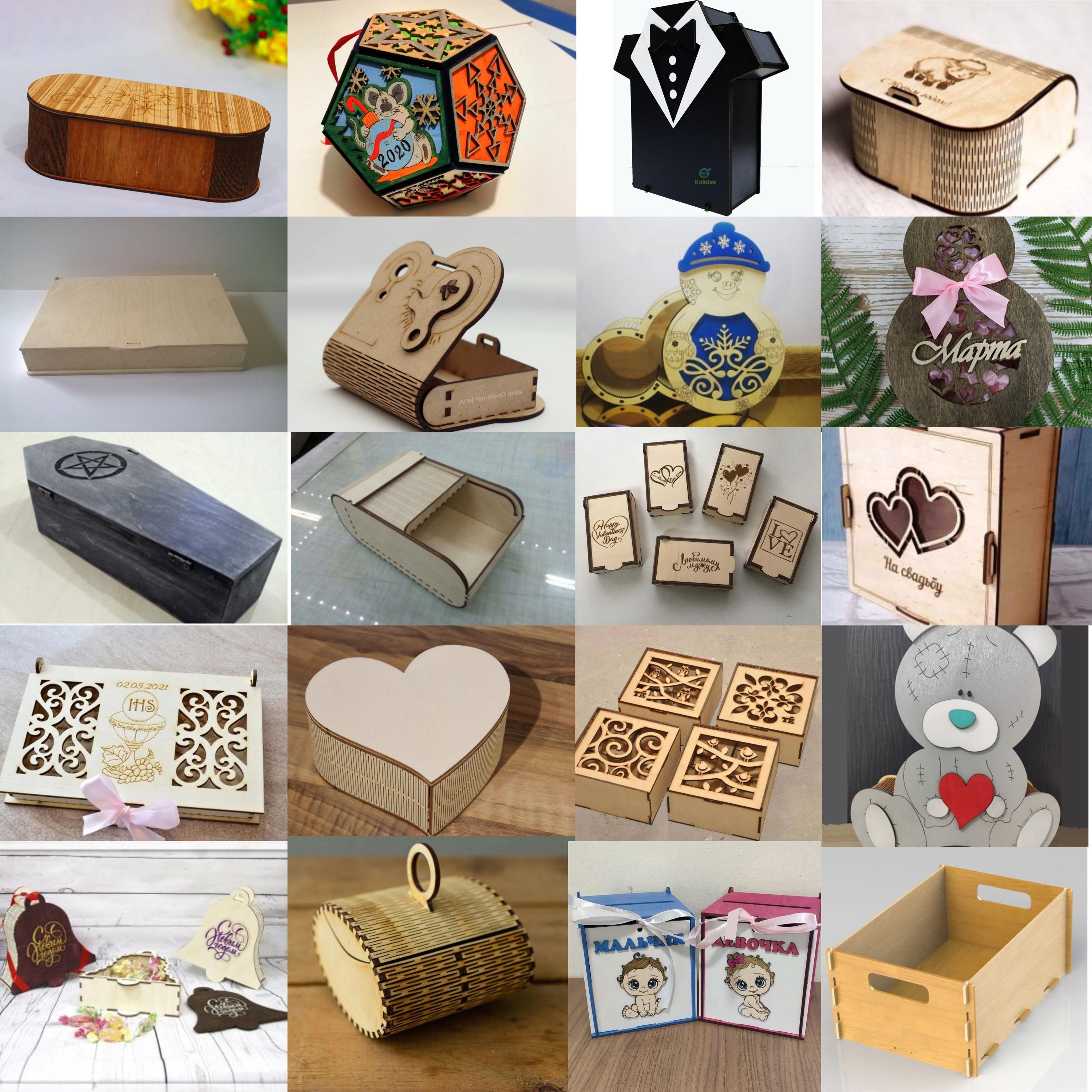 115 Gift Box Laser Cut SVG Files, Vector Files for Wood Laser Cutting ...