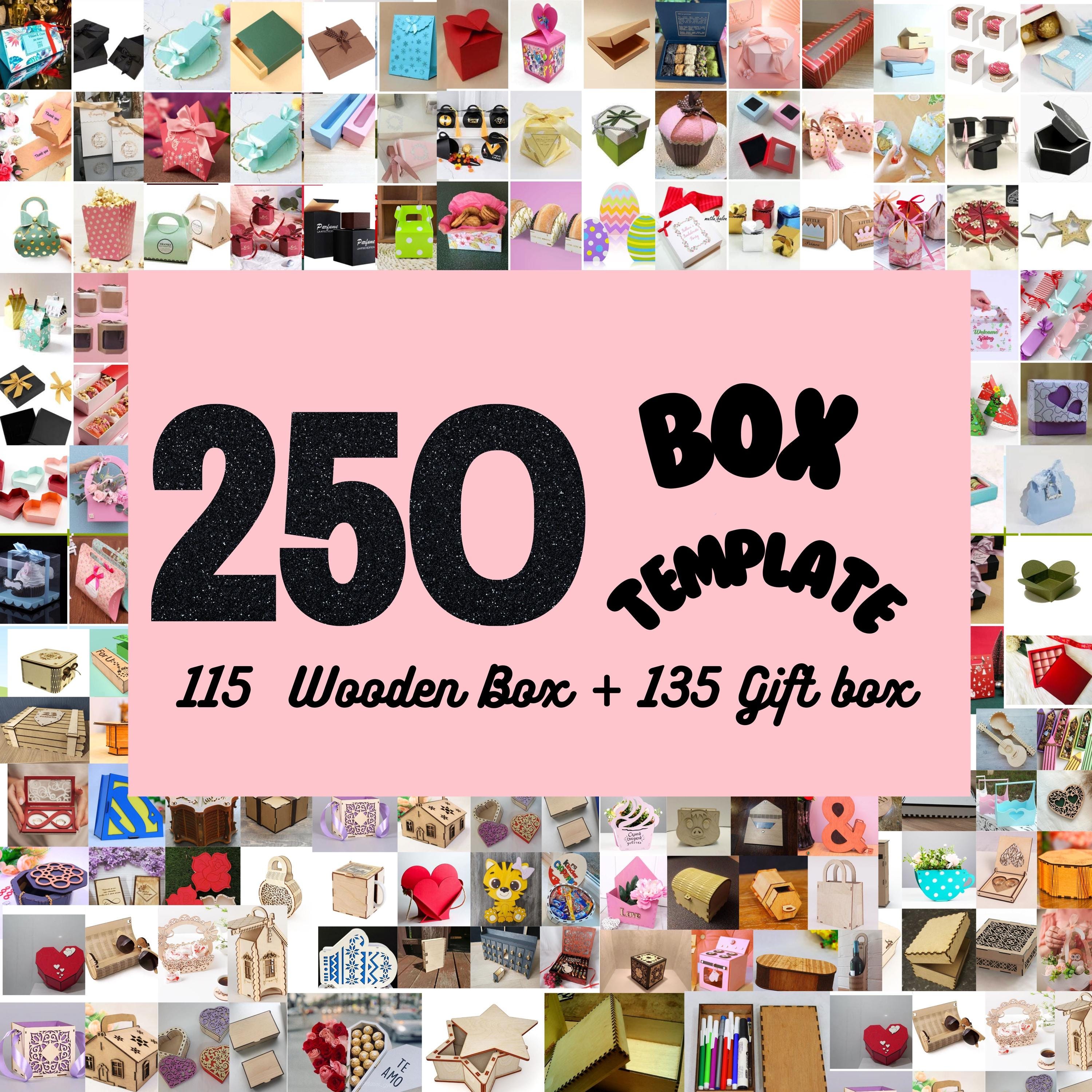 250 MEGA Box Template Bundle: Wooden & Paper Gift Box SVG (digital ...
