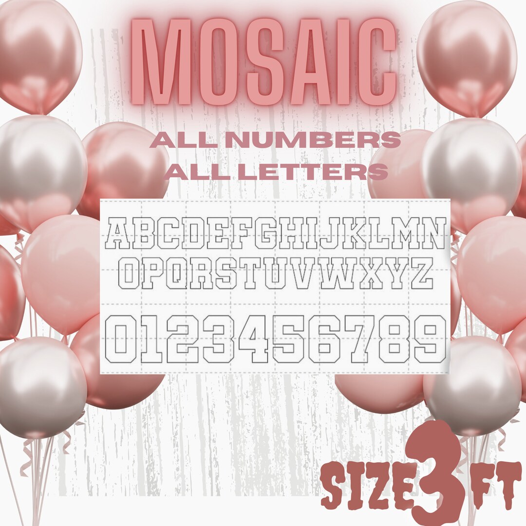 3FT Mosaic Balloon Template: Letters & Numbers (digital Download) - Etsy