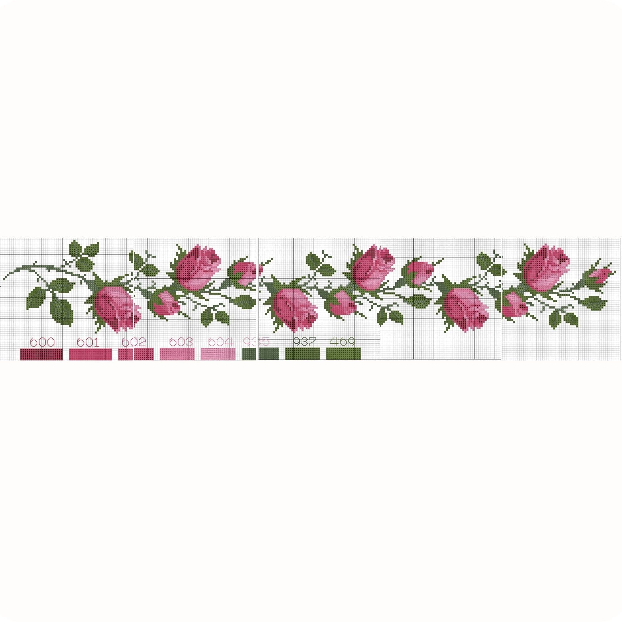 Rose Border Cross Stitch Pattern (PDF Download) - Etsy