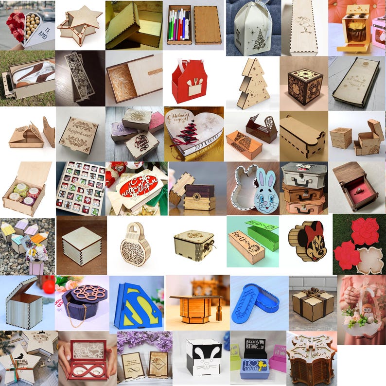 250 MEGA Box Template Bundle: Wooden & Paper Gift Box SVG (digital ...