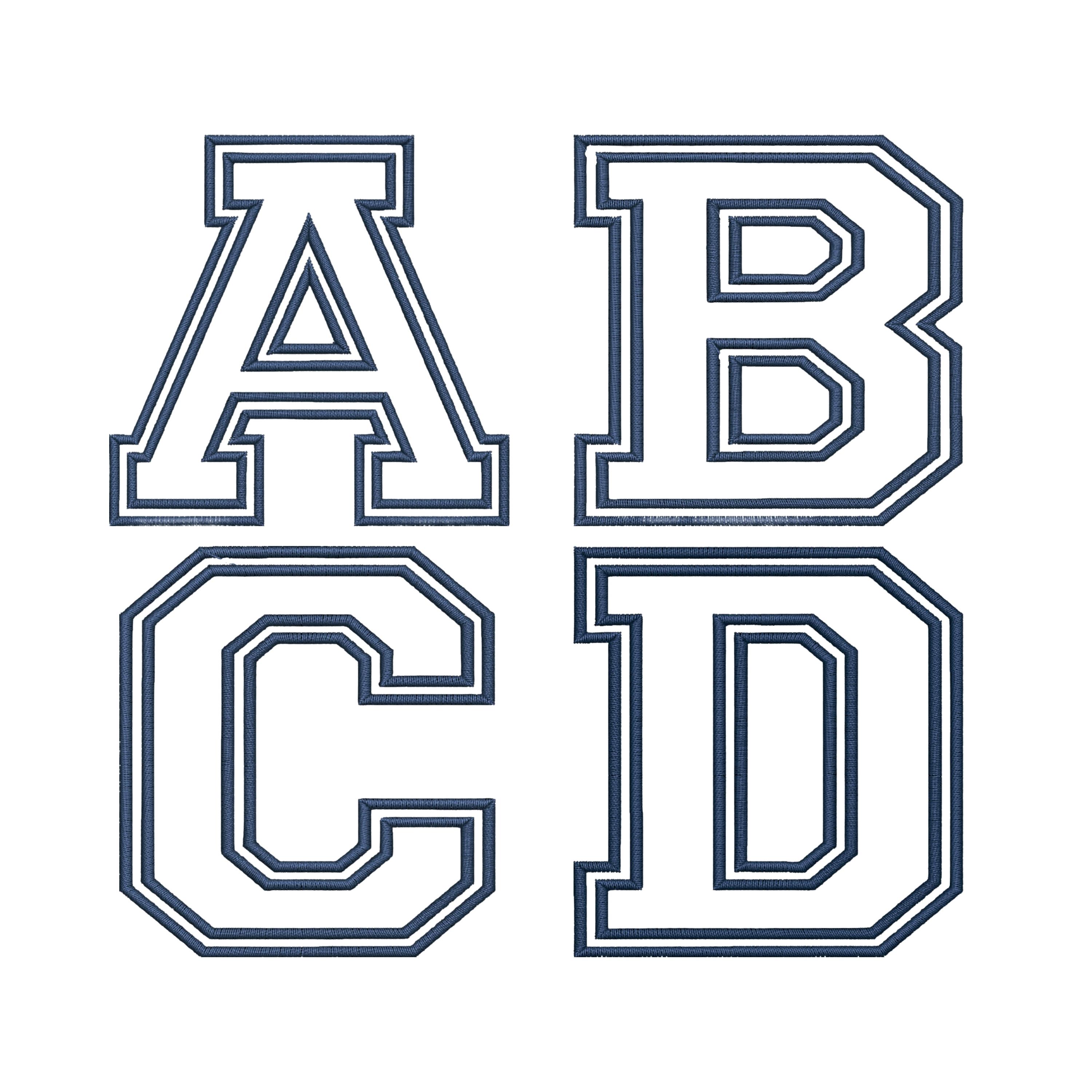 Varsity Applique Embroidery Font: Double Layer Sports Letters (3''/75mm ...