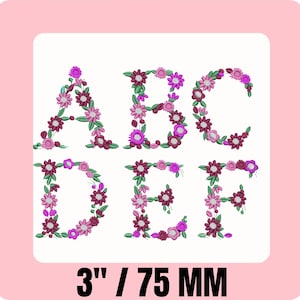 Floral Font Embroidery 3''/75 Mm, A-Z Full Flower Alphabet Machine ...