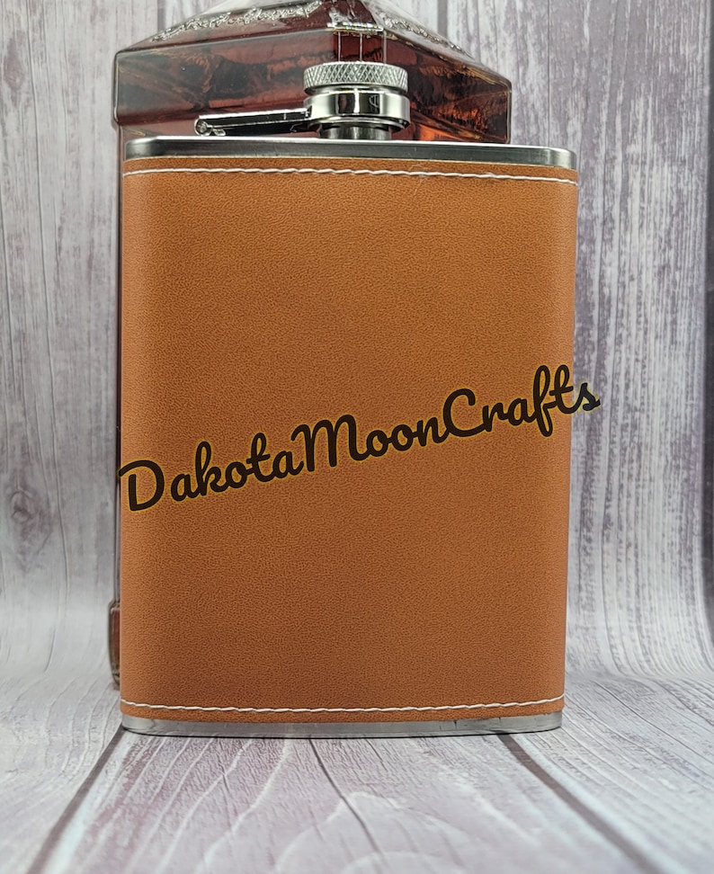Custom Leather Wrapped Stainless Steel Flask 8 Oz - Etsy