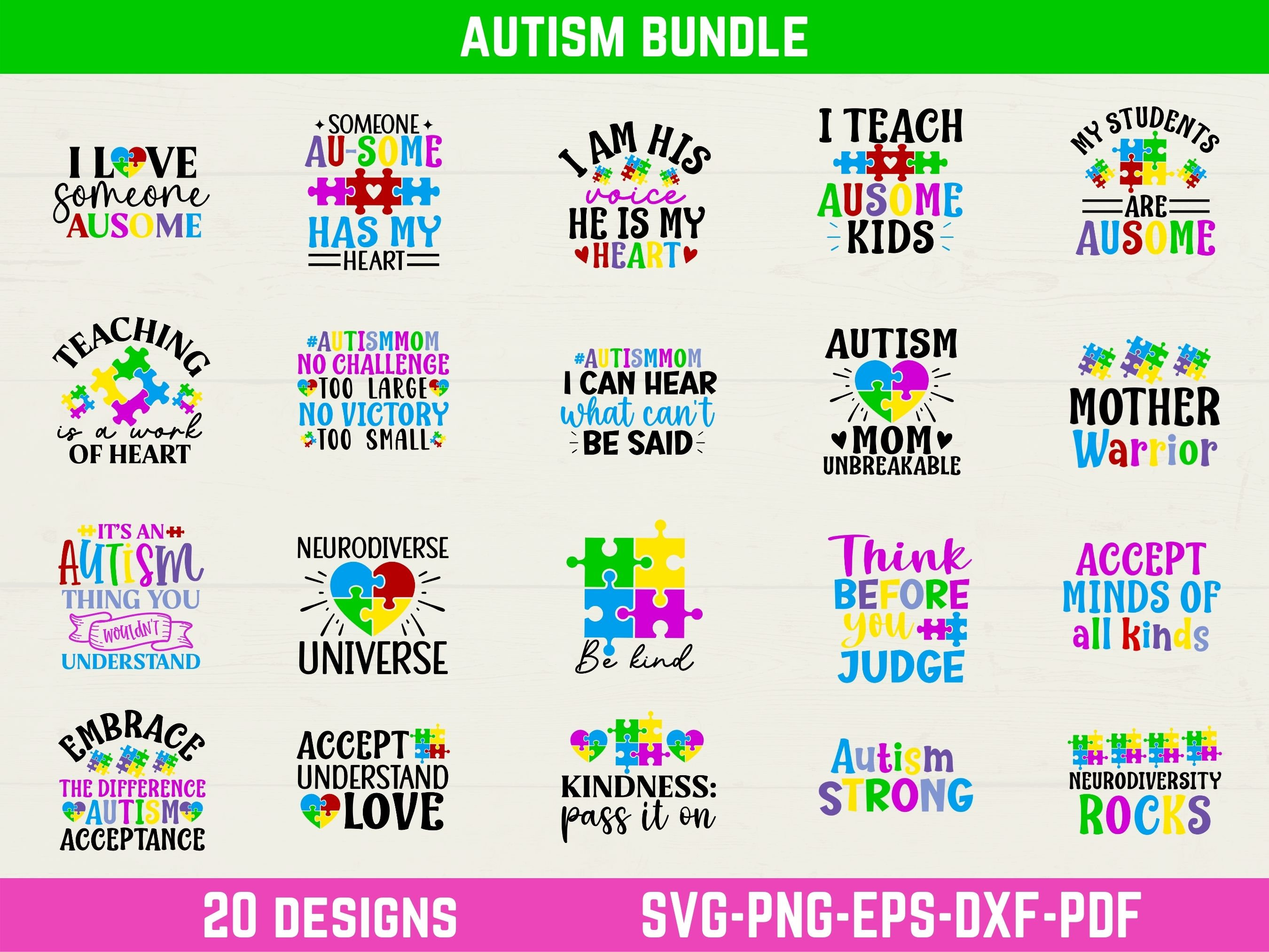 Autism SVG Bundle Autism Awareness SVG Autism Mom ASD - Etsy