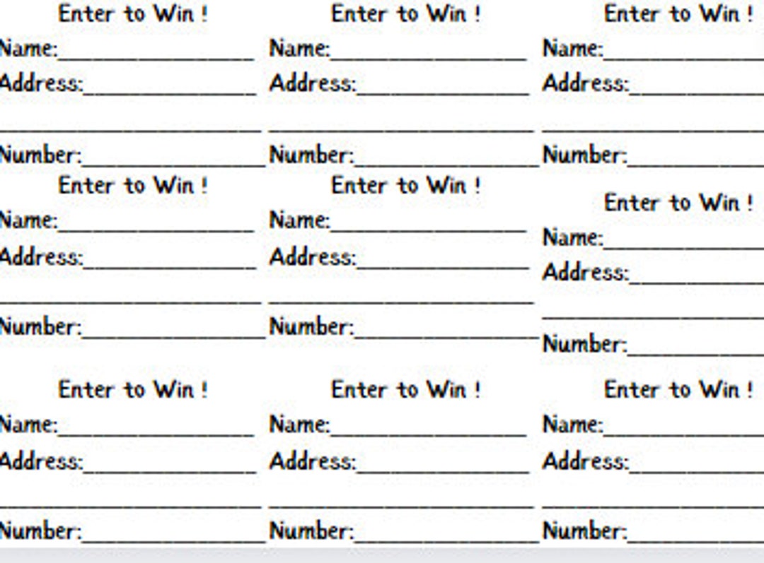 Printable Raffle Tickets, Enter to Win Tickets, Printable Enter to Win ...
