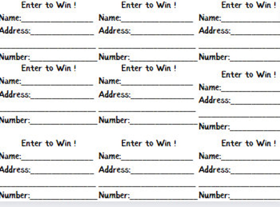 Printable Raffle Tickets, Enter to Win Tickets, Printable Enter to Win ... Printable Raffle Tickets, Enter to Win Tickets, Printable Enter to Win ...