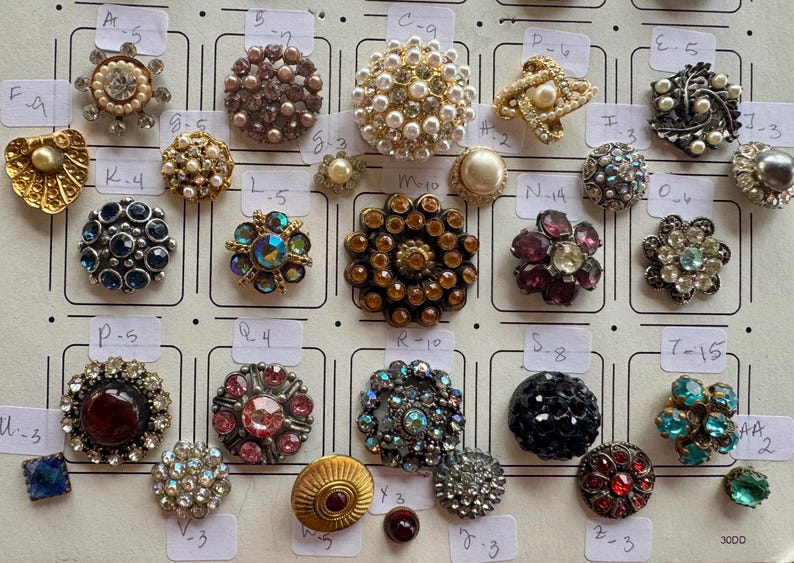 Gemstone Buttons Vintage Sparkle Rhinestone Paste Antique Assorted Sold ...